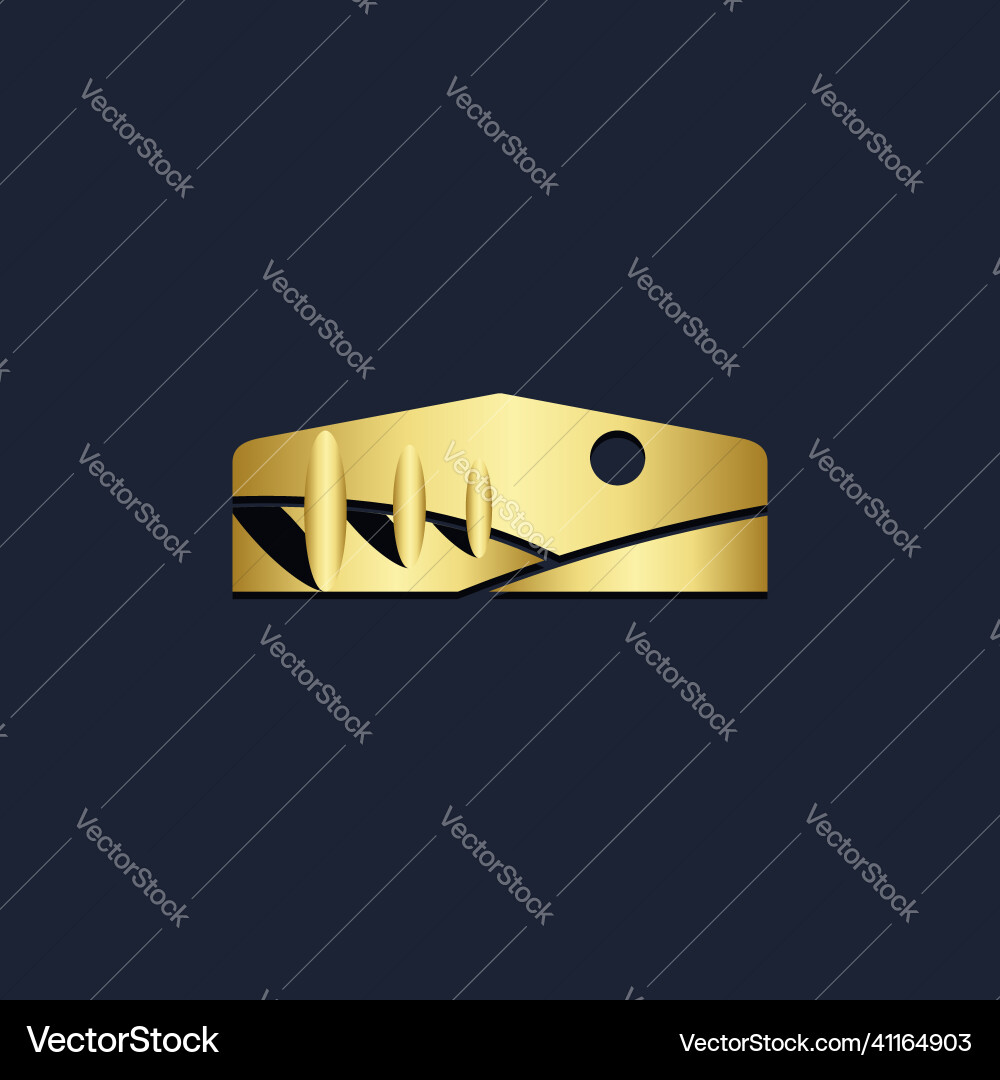 Landscape mountain gold logo Royalty Free Vector Image