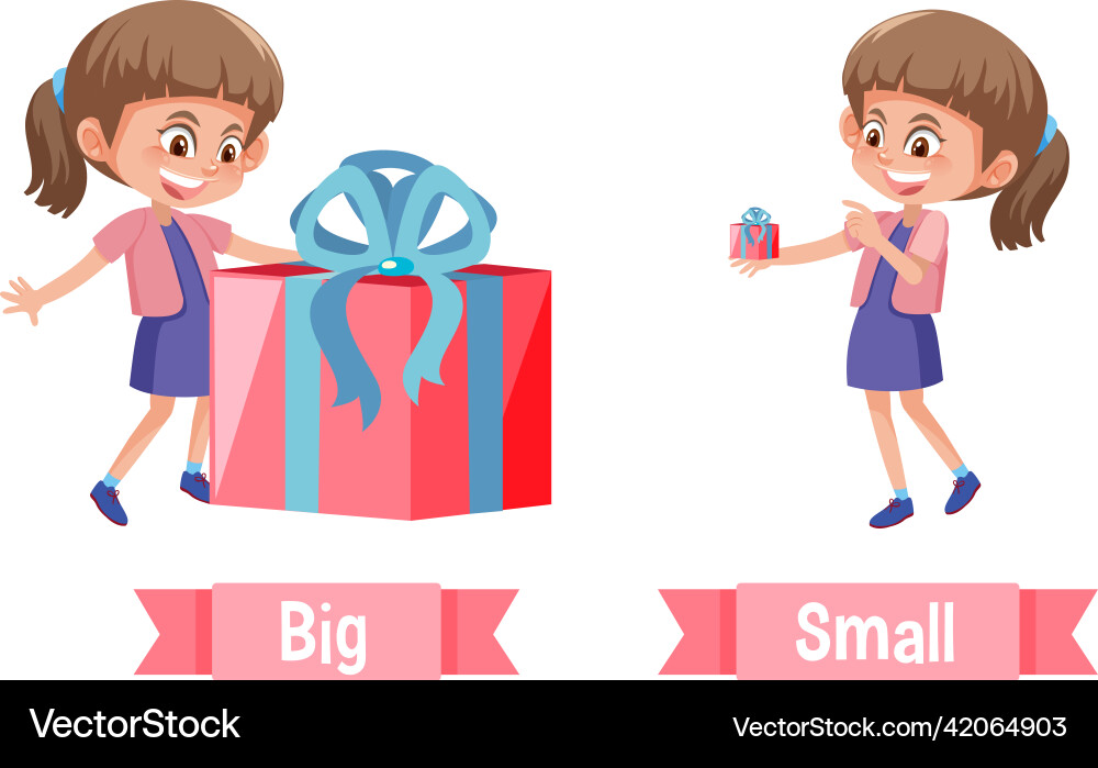 Opposite english words big and small Royalty Free Vector