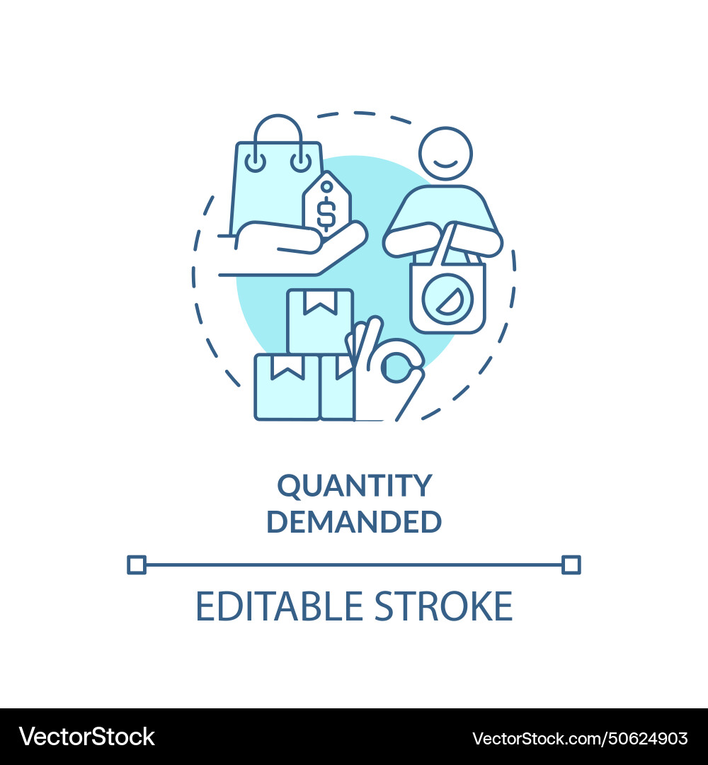 Quantity demanded soft blue concept icon Vector Image