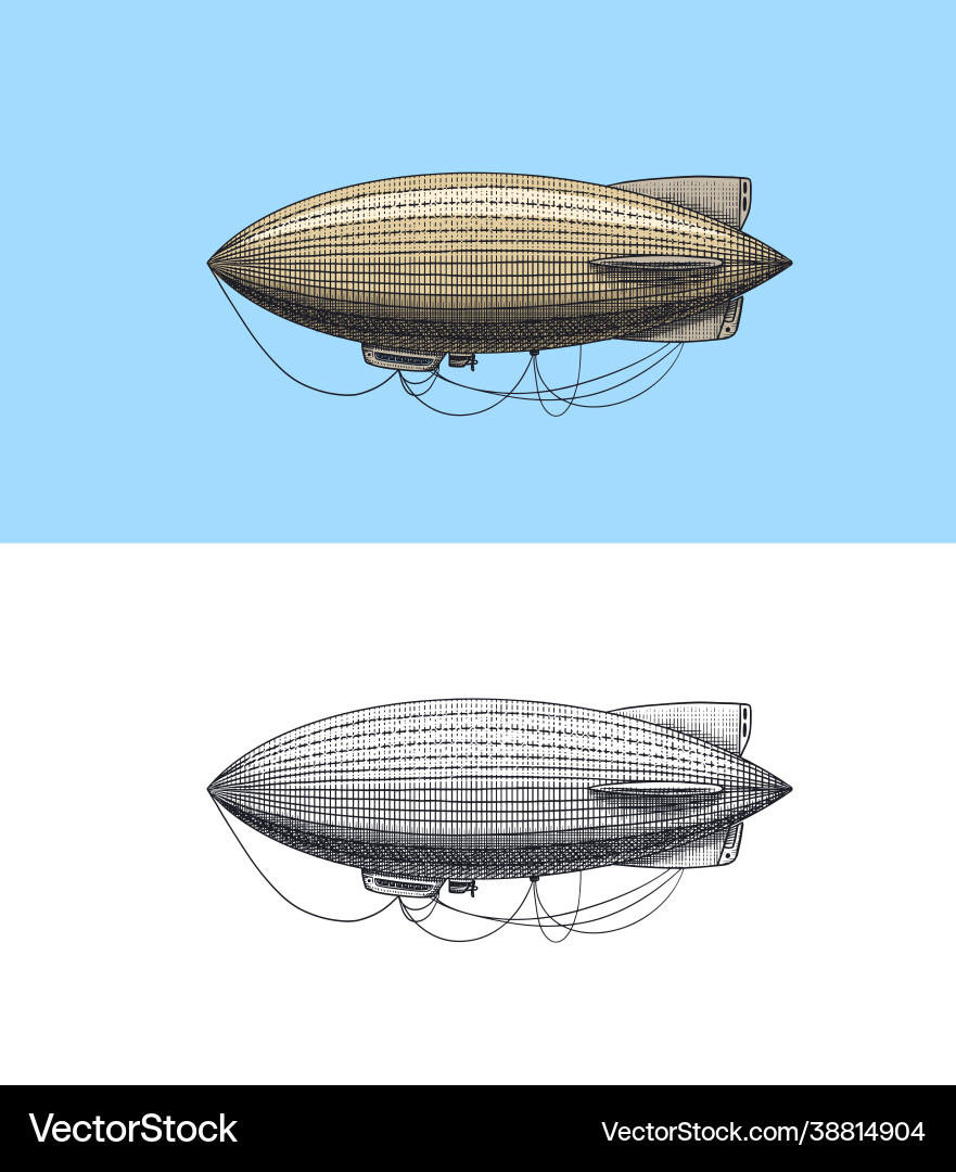 Luftschiff oder Zeppelin und schmutzig blimp Vektorbild