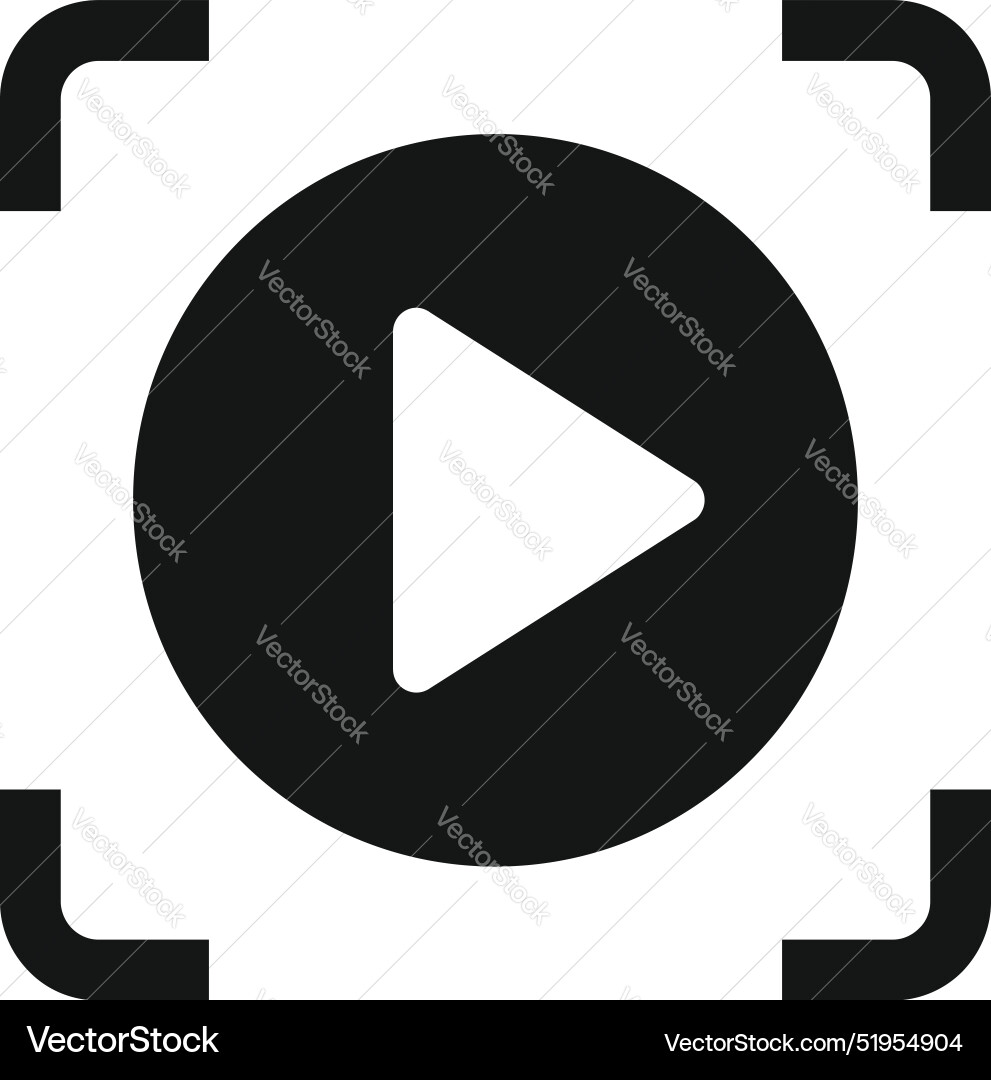 Black play button symbol being captured by camera Vector Image