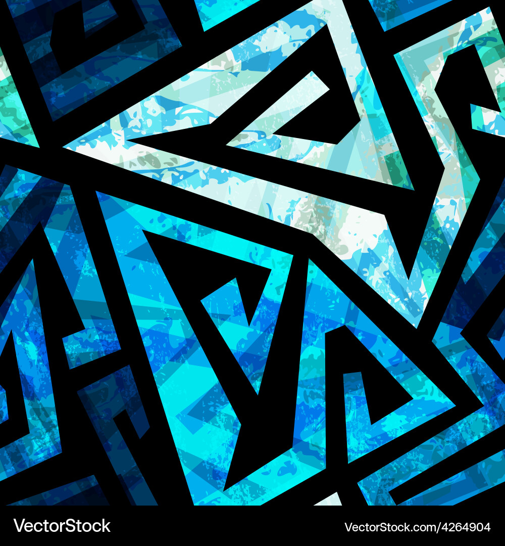 Blue labyrinth seamless pattern with grunge effect