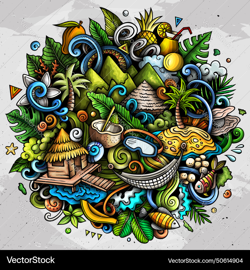 Bora-bora funny cartoon doodle Royalty Free Vector Image