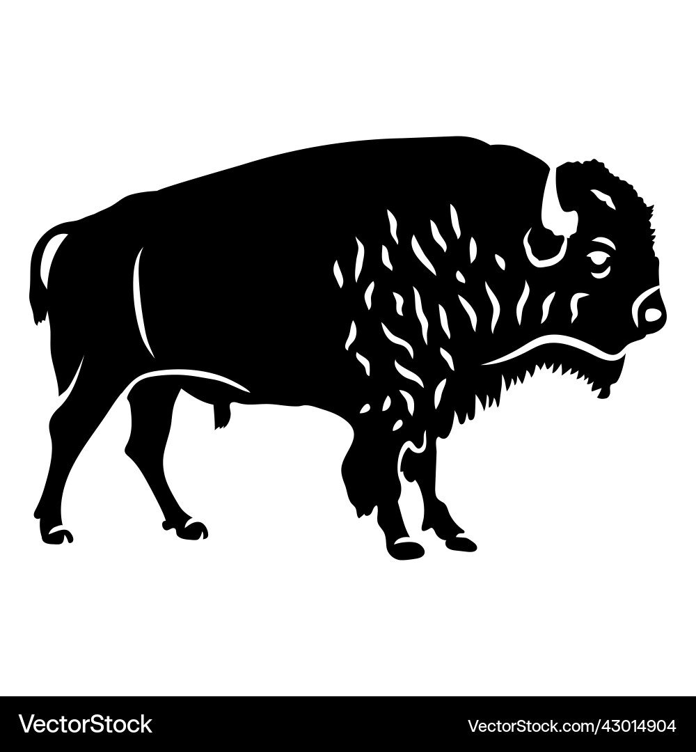 Buffalo profile cut out Royalty Free Vector Image