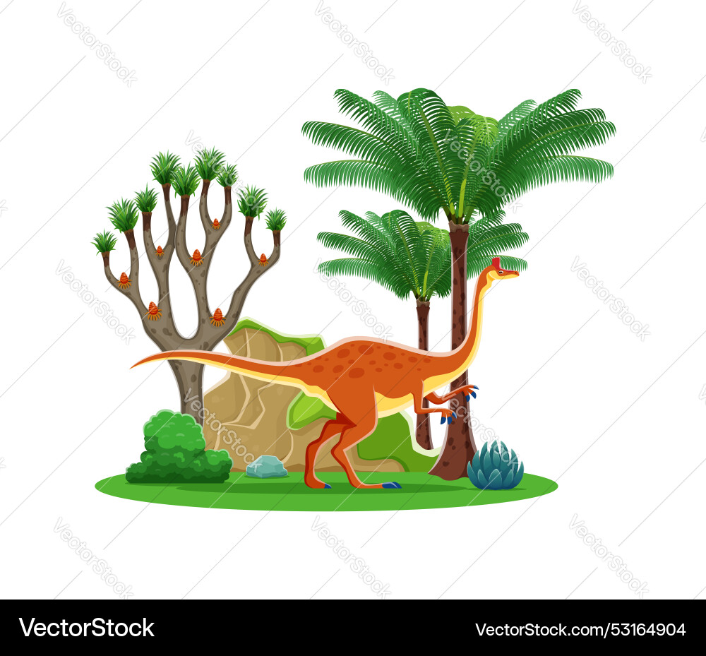 Cartoon prehistoric dinosaur pelecanimimus Vector Image
