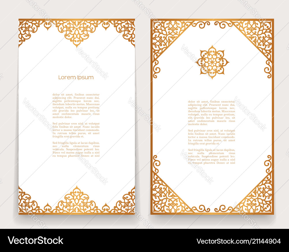 Elegant Gold Swirls - Decorative Card Border Vector Image