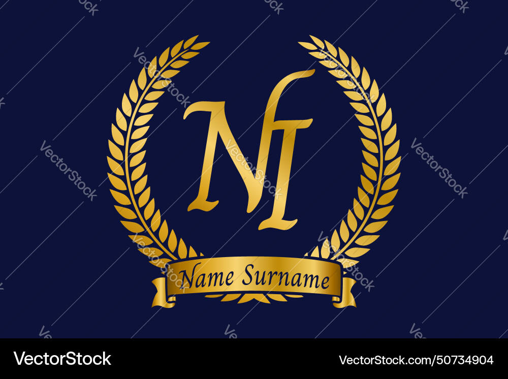 Initial letter n and i ni monogram logo design Vector Image
