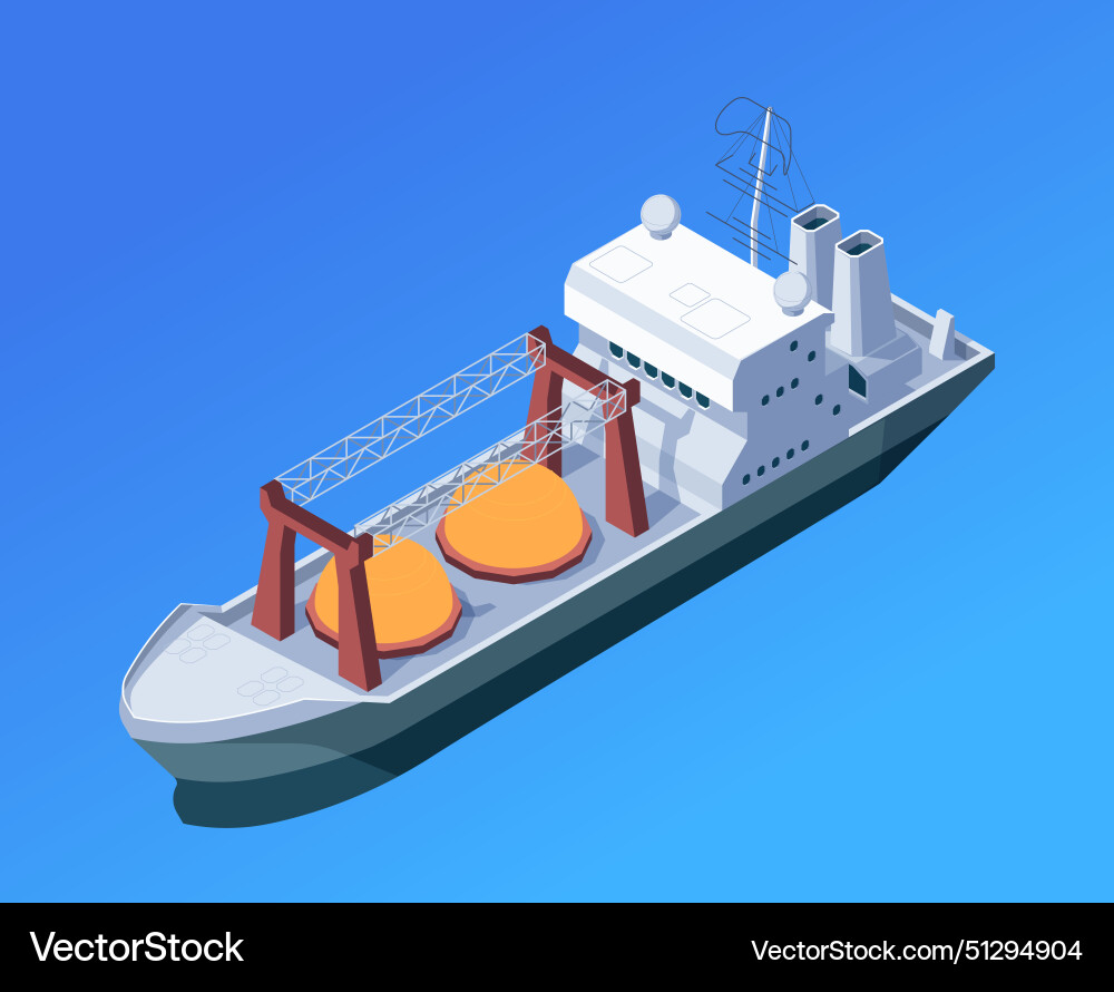 Isometric cargo ship with containers on a blue Vector Image