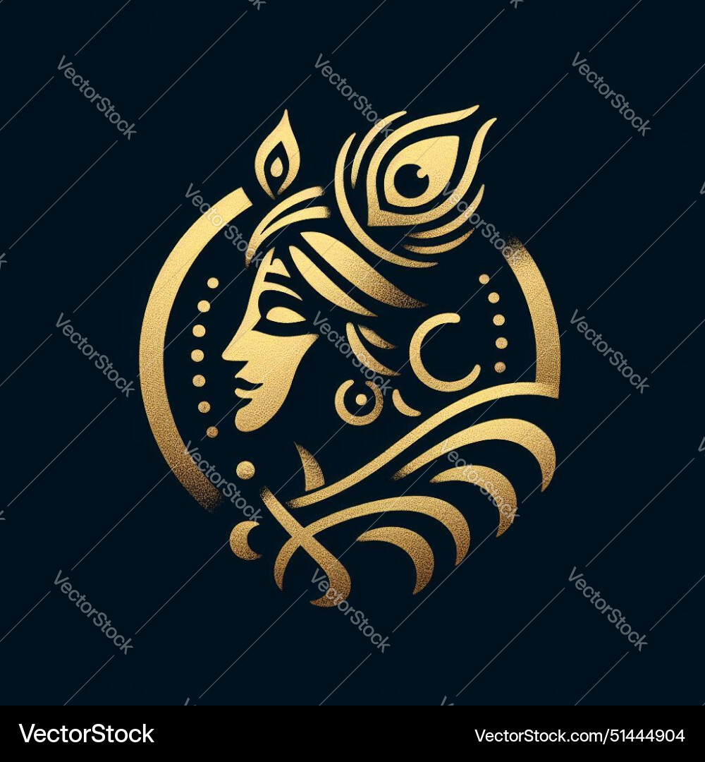 Lord krishna logo Royalty Free Vector Image - VectorStock