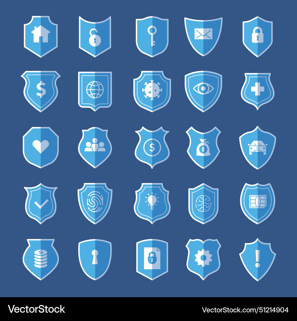Shield icons security systems logo or badges Vector Image