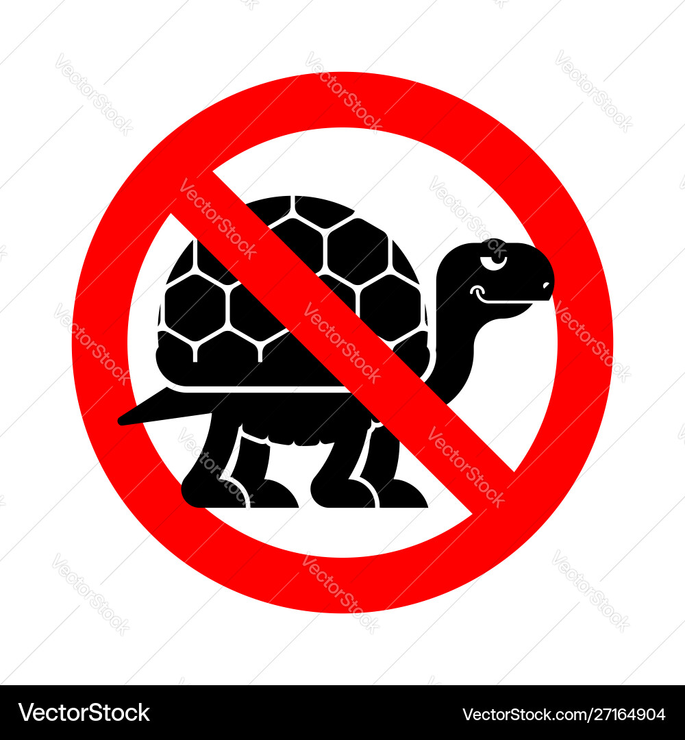 Stop turtle forbidden red road sign ban tortoise Vector Image