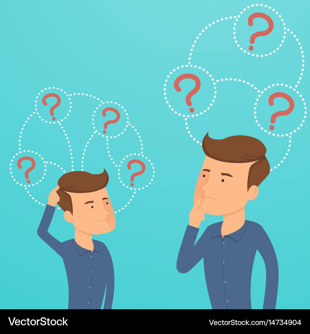 Thinking man with a question mark Royalty Free Vector Image