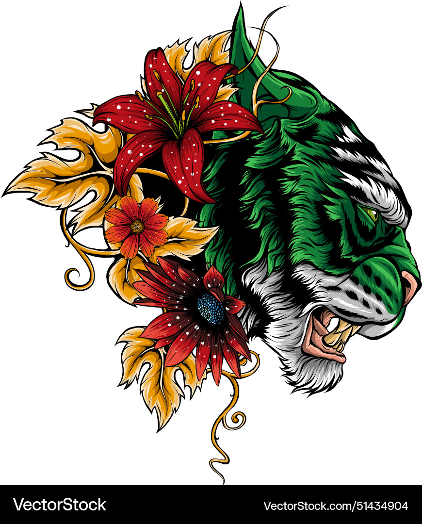 Tiger head in detailed style Royalty Free Vector Image