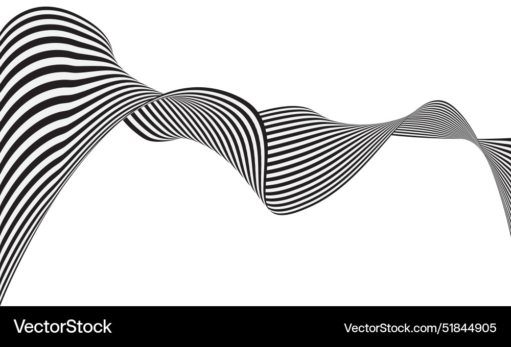 Abstract black white lines wave curve movement 3d Vector Image