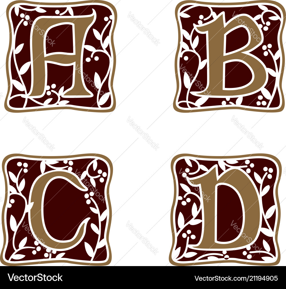 Decoration letter a b c d logo design concept Vector Image