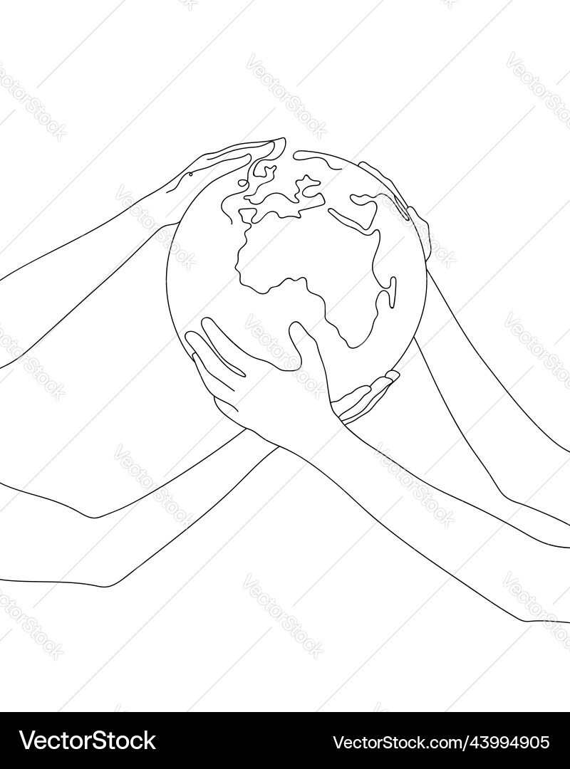 Esg planet atmosphere protection line art Vector Image