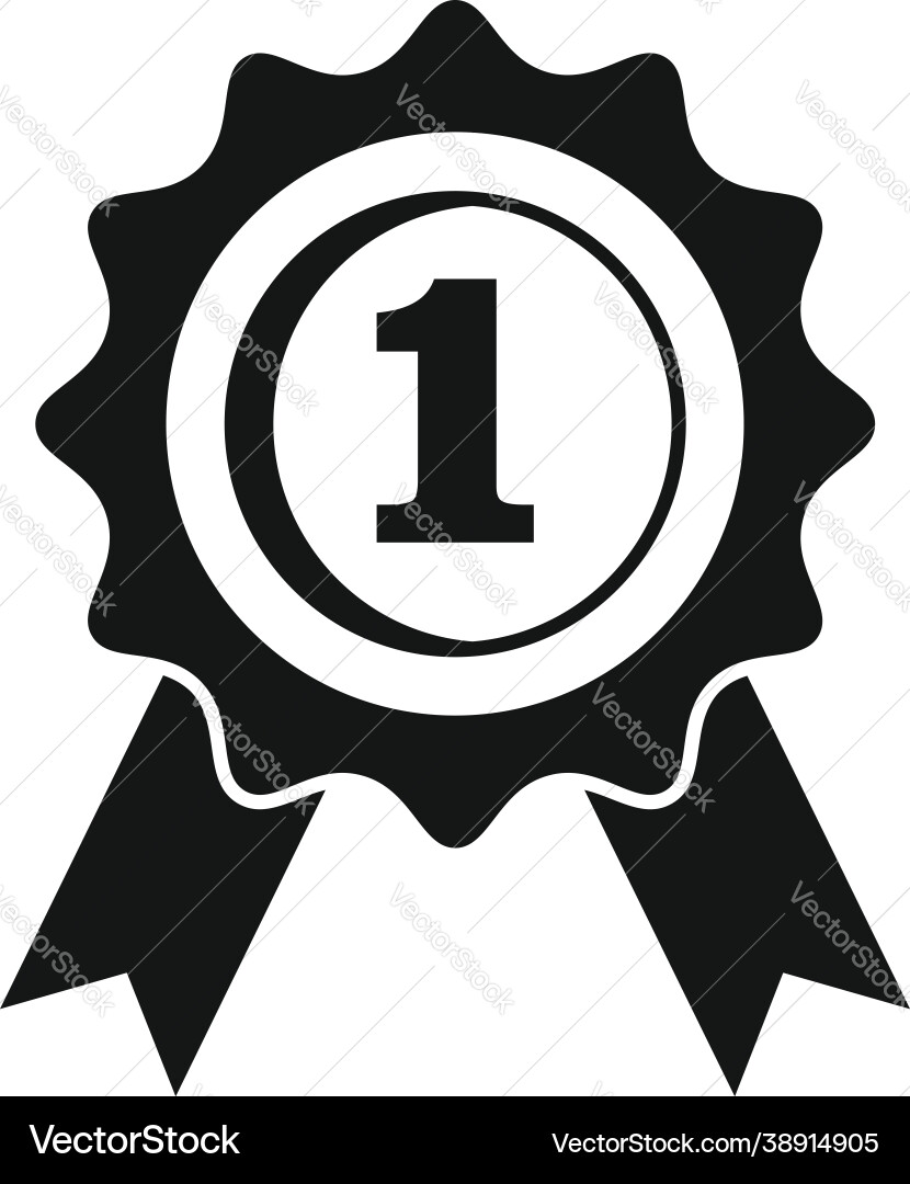 First place emblem icon simple ribbon Royalty Free Vector