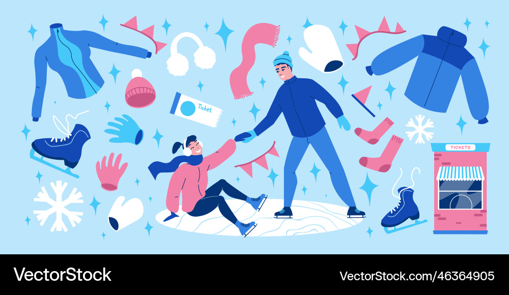 Ice skating big set Royalty Free Vector Image - VectorStock