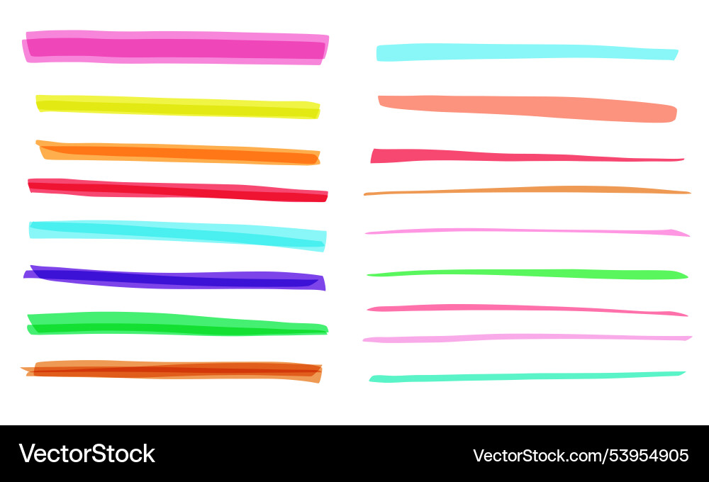 Marker underlines colorful set brush pen hand Vector Image