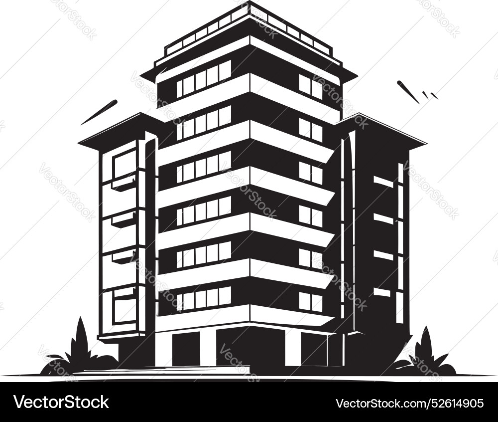 Noir urban development design black multifloor Vector Image