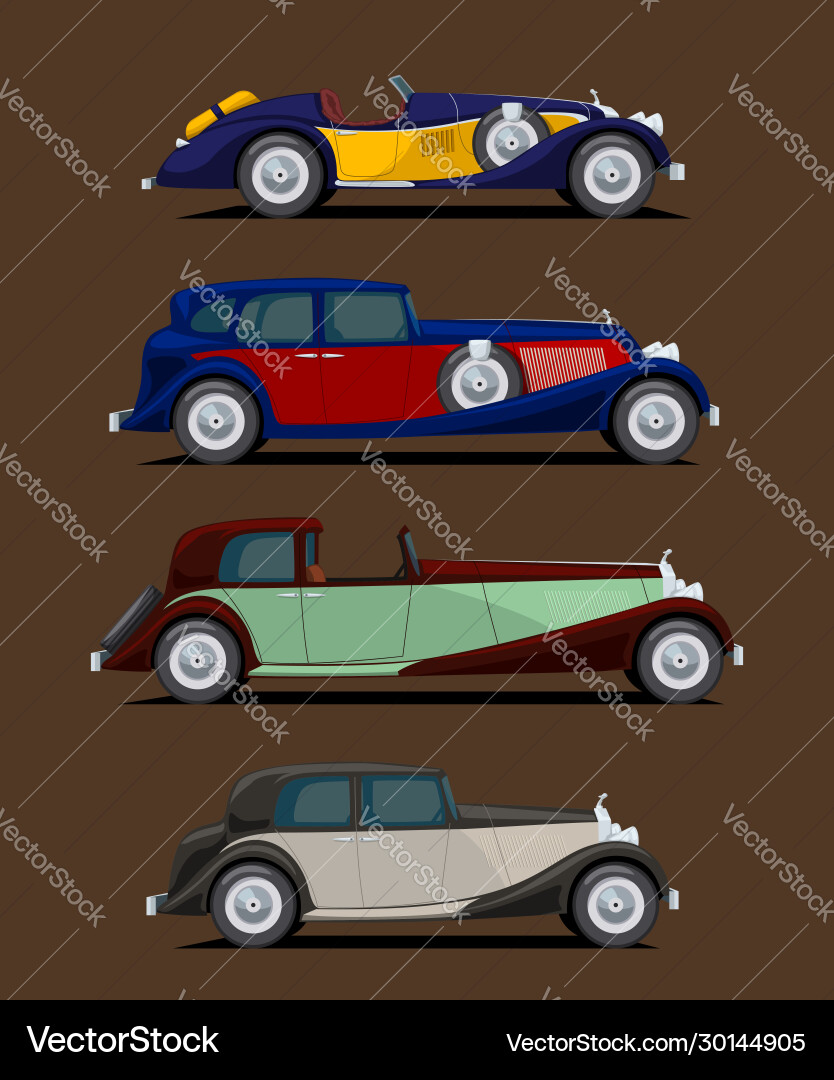 Retro cars set Royalty Free Vector Image - VectorStock