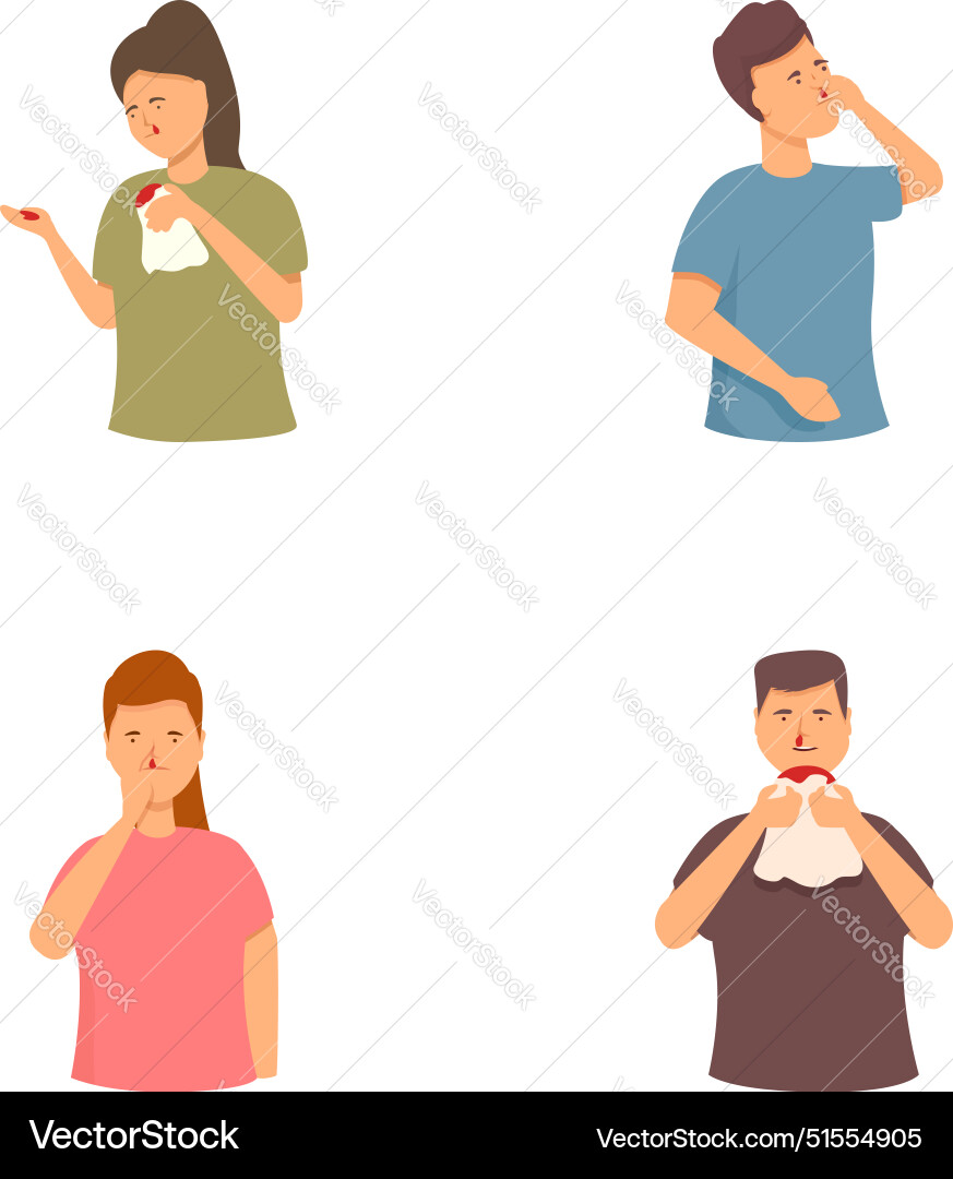 Set of people showing signs sickness Royalty Free Vector