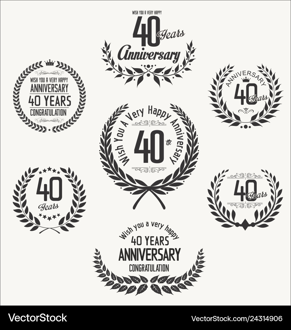 Anniversary laurel wreath 40 years Royalty Free Vector Image