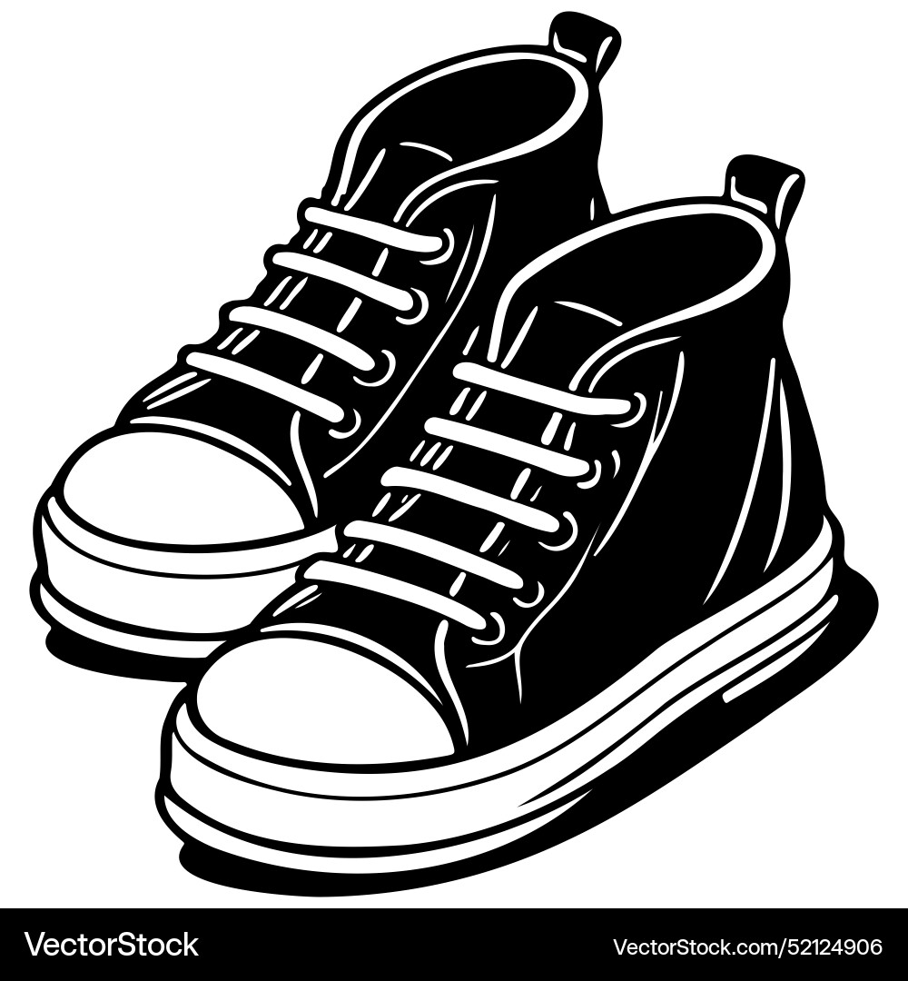 Cartoon shoe monochrome outline drawing realistic Vector Image