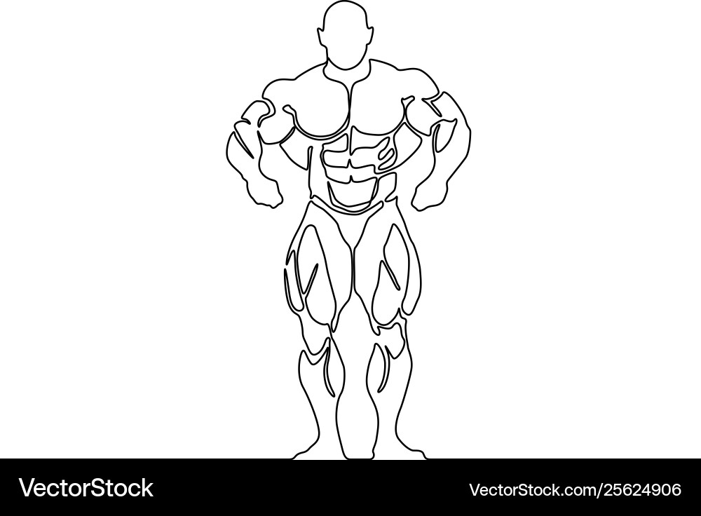 Continuous line bodybuilder Royalty Free Vector Image
