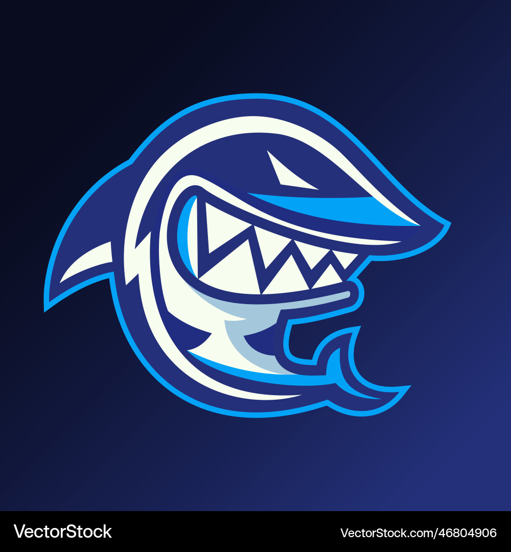 Cool blue shark smiling menacingly Royalty Free Vector Image