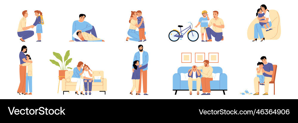 Crying children support set Royalty Free Vector Image