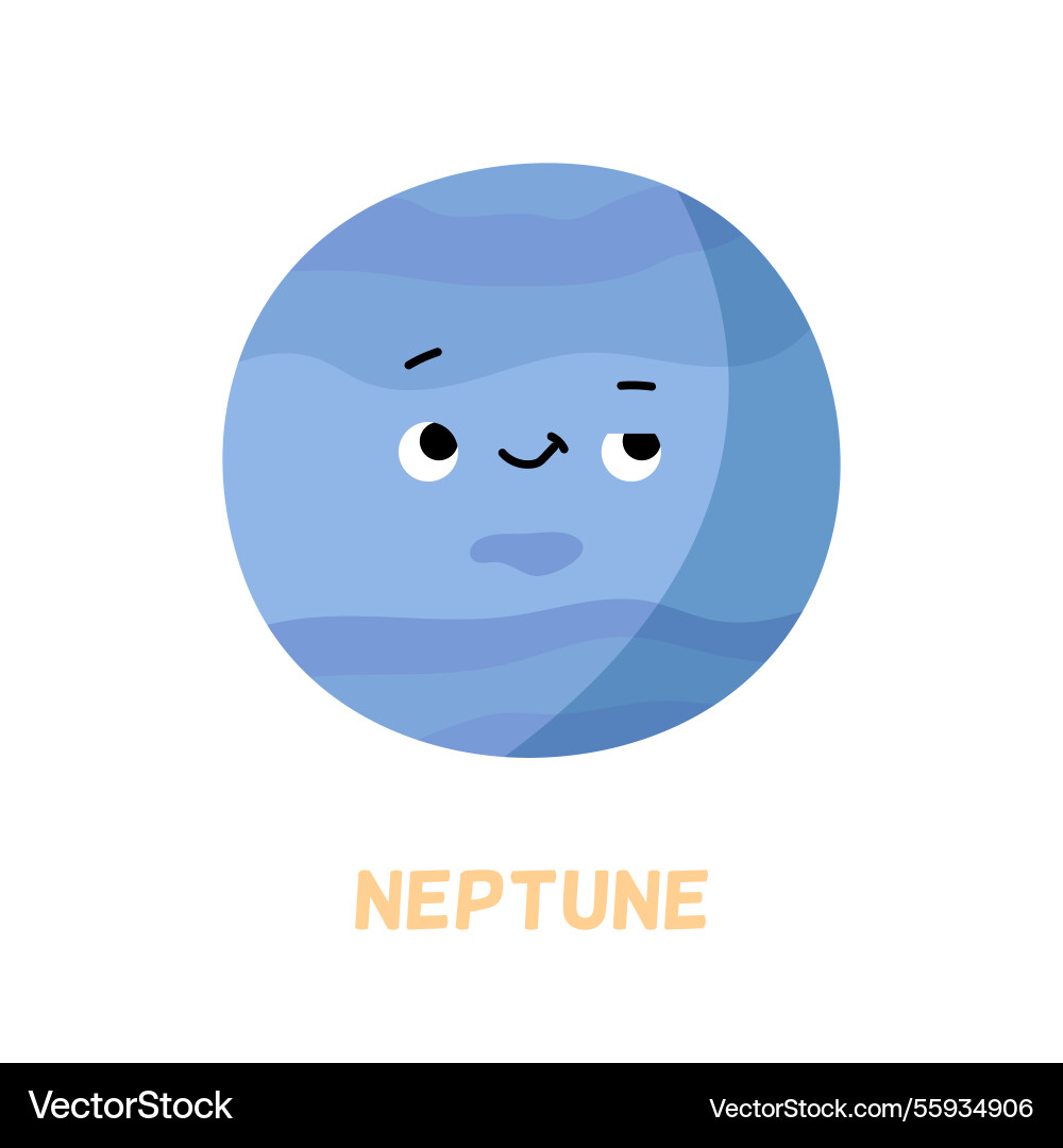 Cute neptune character solar system Royalty Free Vector