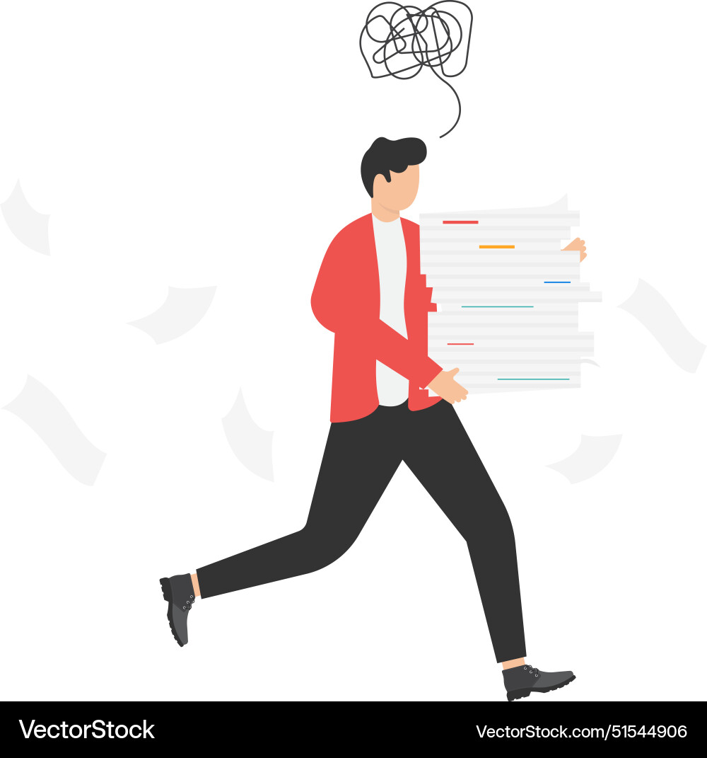 Deadlines businessman character running with a hu Vector Image