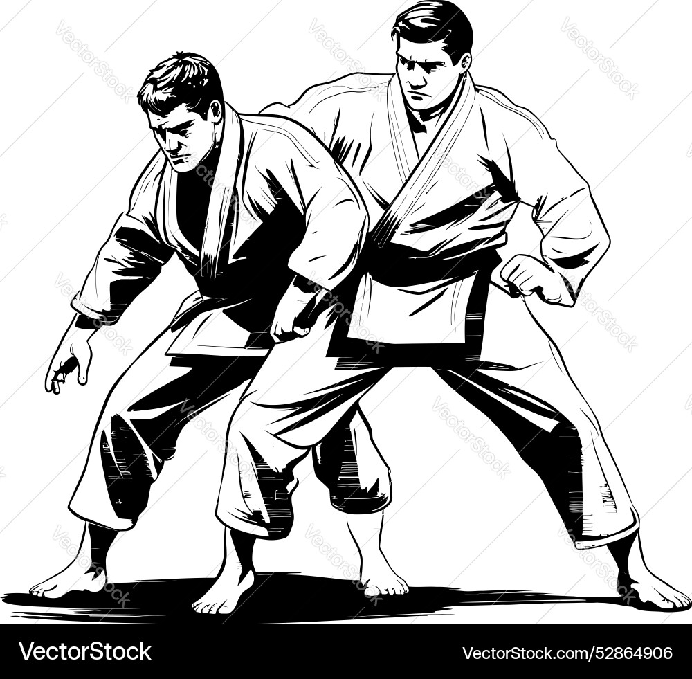 Dynamic dojo logo symbol twin thrust martial Vector Image