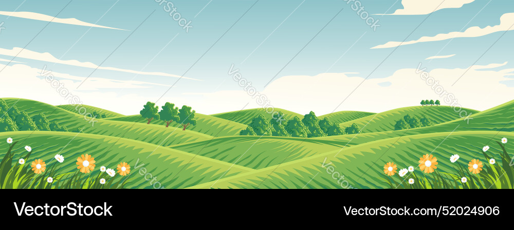 Ector of a view agricultural hills Royalty Free Vector Image