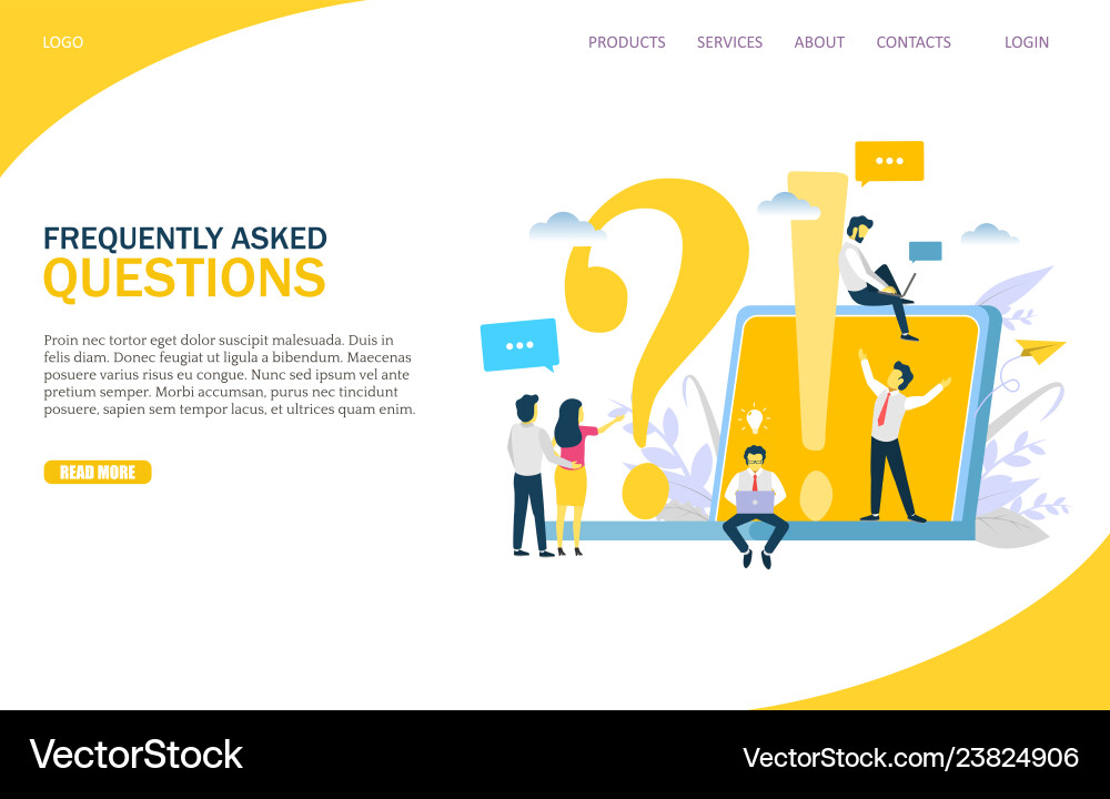 Frequently asked questions website landing Vector Image