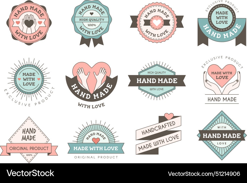 Handmade badges emblems or logos for made Vector Image