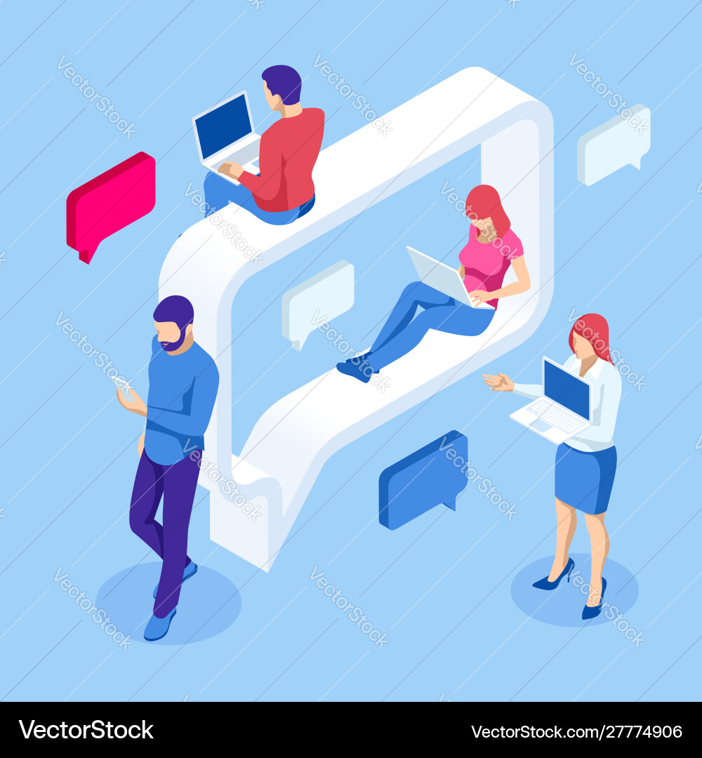 Isometric concept social media network digital Vector Image