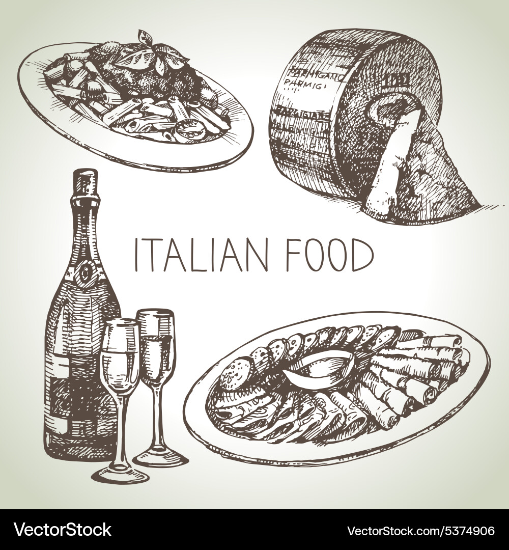 Italian Food Sketch Set Royalty Free Vector Image