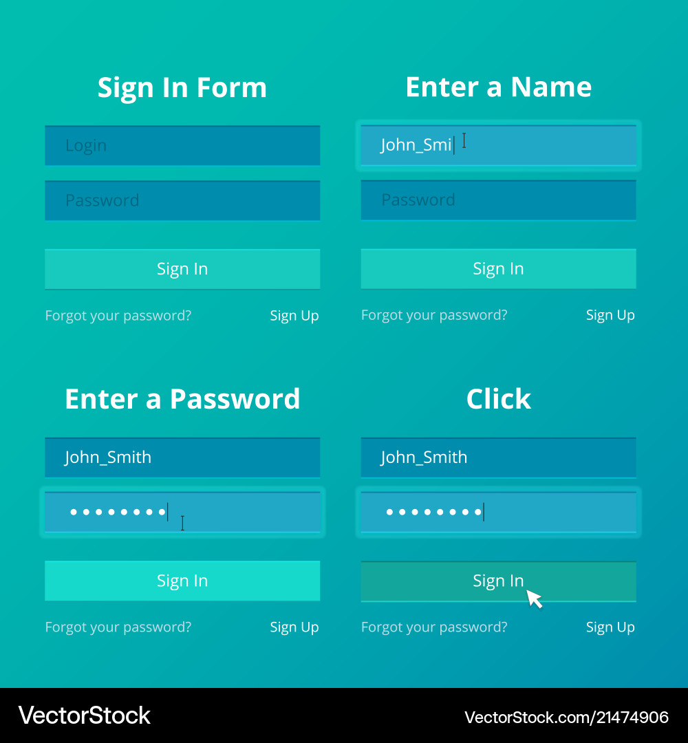 Login screen and sign in form template for mobile Vector Image