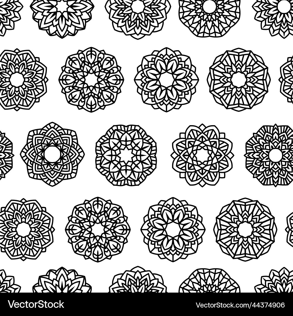 Lotus mandala template seamless pattern Royalty Free Vector
