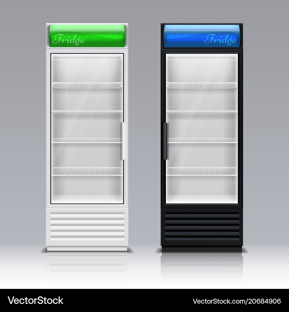 Modern commercial display fridge supermarket Vector Image