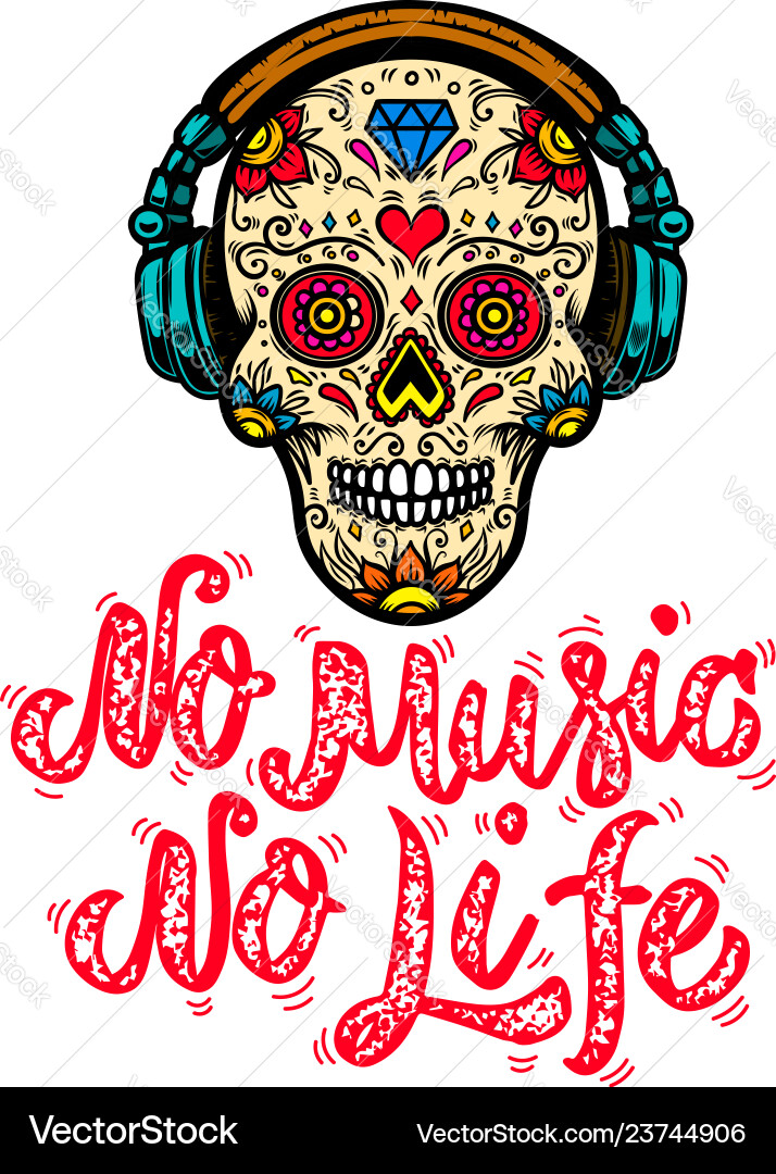 No music life hand drawn lettering phrase Vector Image