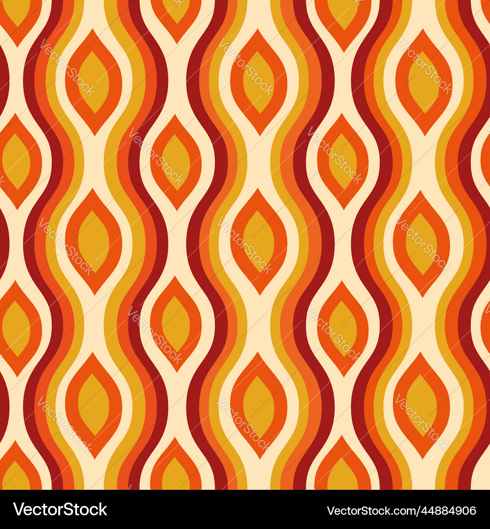Retro Ogee Pattern - Orange & Yellow Vector Image
