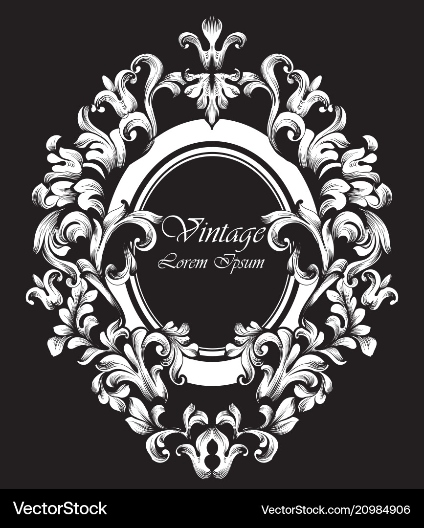 Round silver frame classic rich ornamented Vector Image