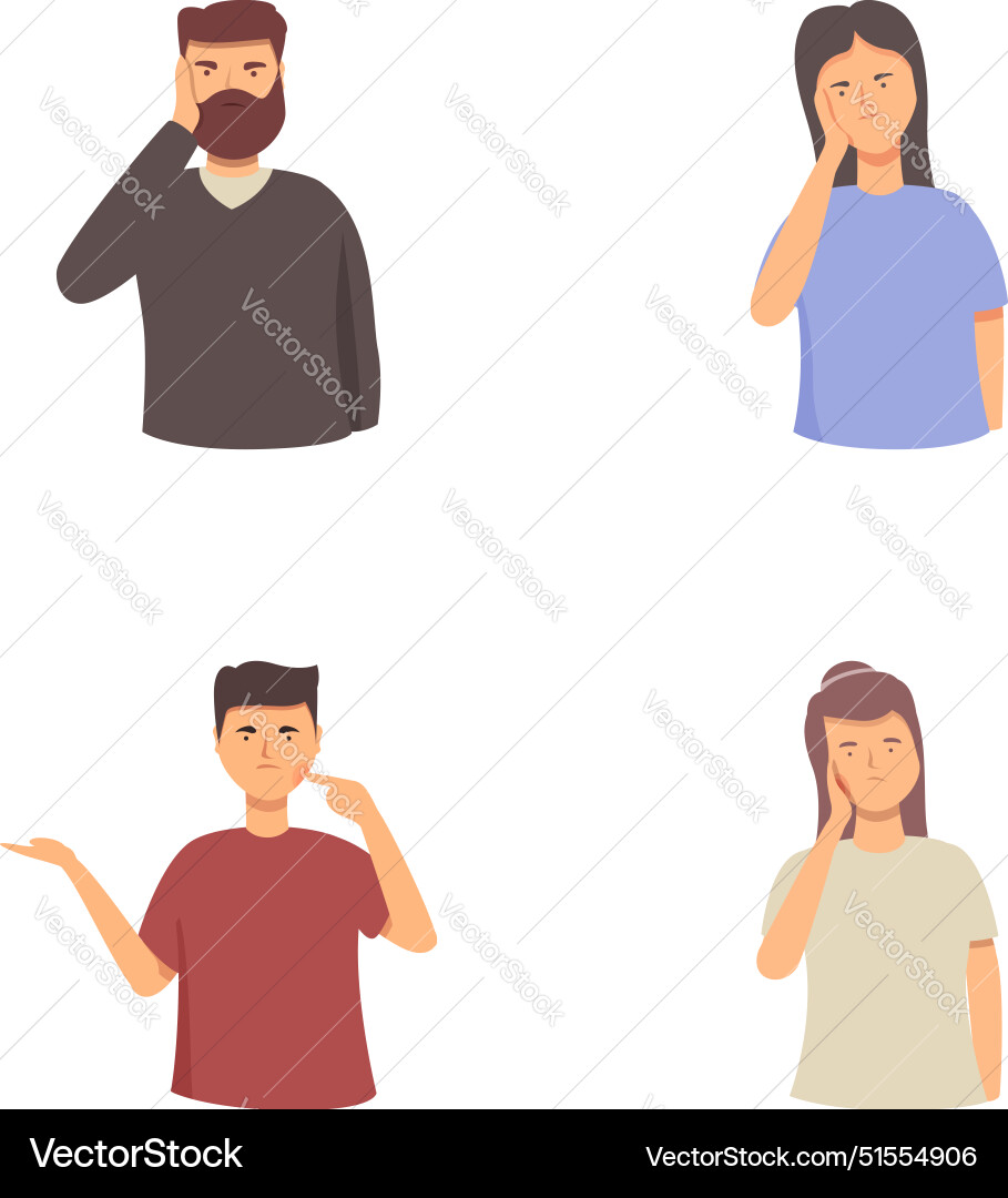 Set of people gesturing confusion and thinking Vector Image