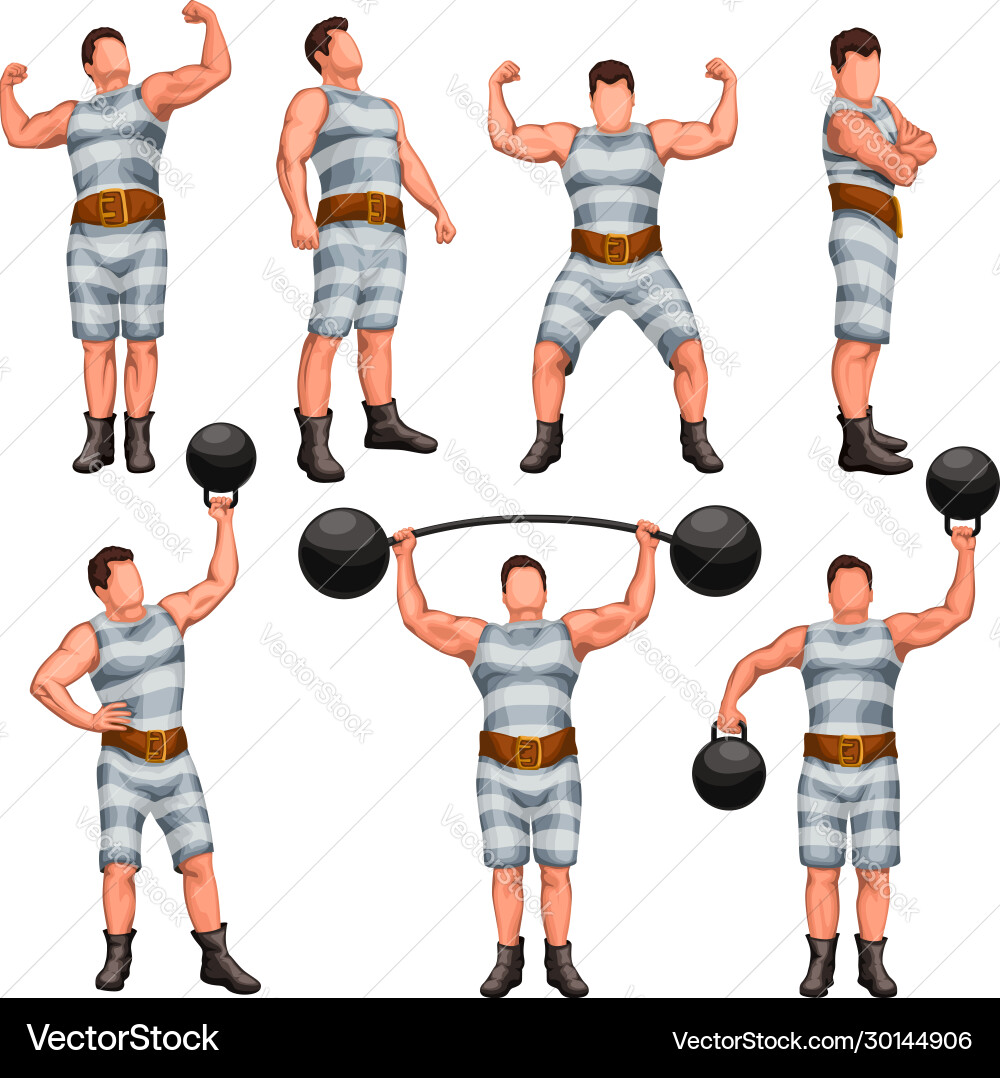 Strong man set Royalty Free Vector Image - VectorStock