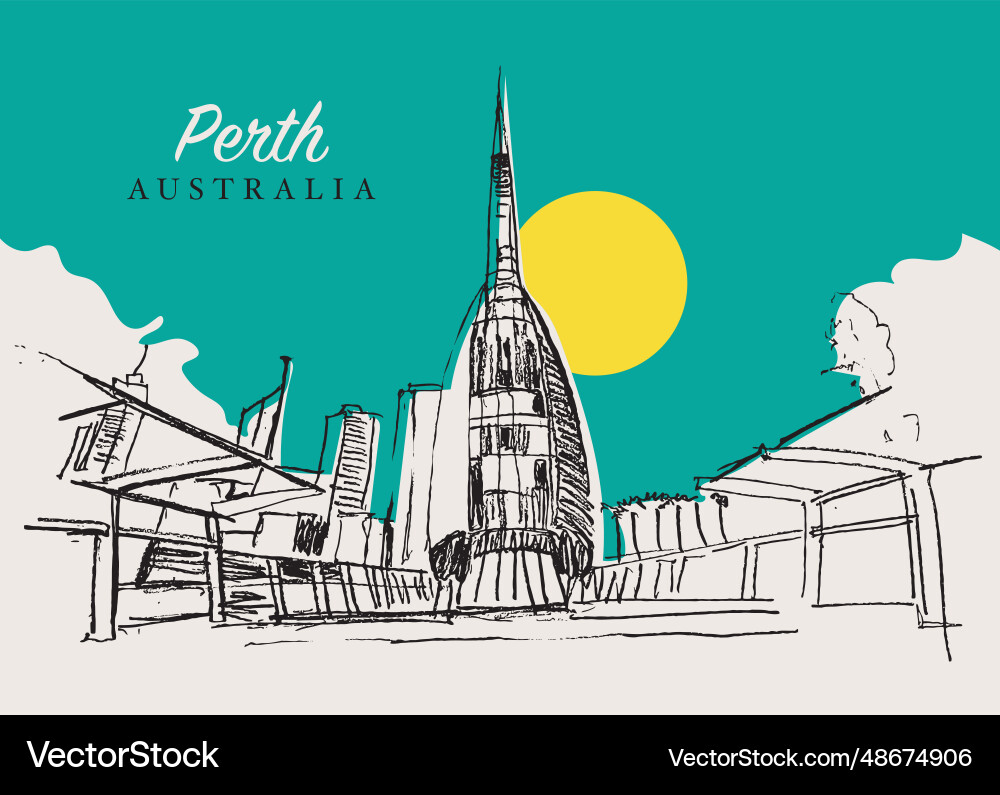 Swan Bells Tower Sketch, Perth Royalty Free Vector Image