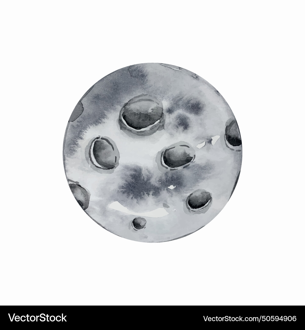 Watercolor gray planet space Royalty Free Vector Image