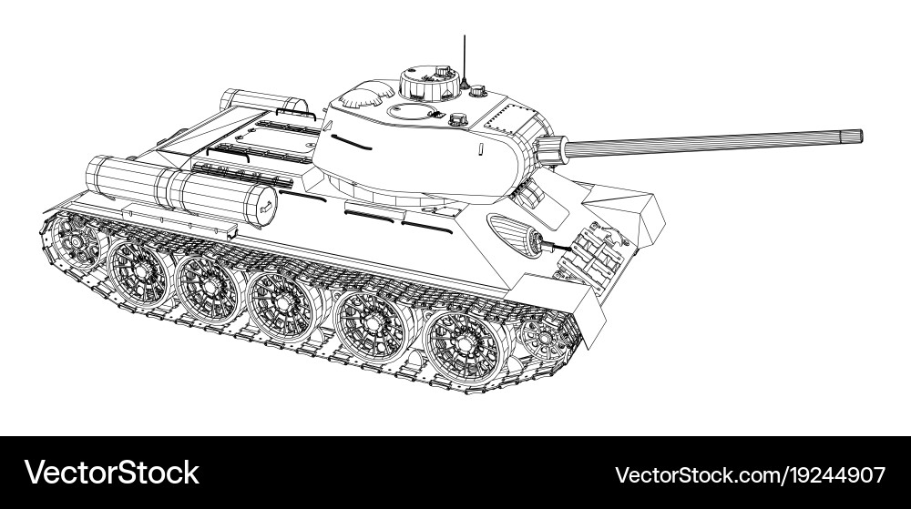 Blueprint of realistic tank Royalty Free Vector Image